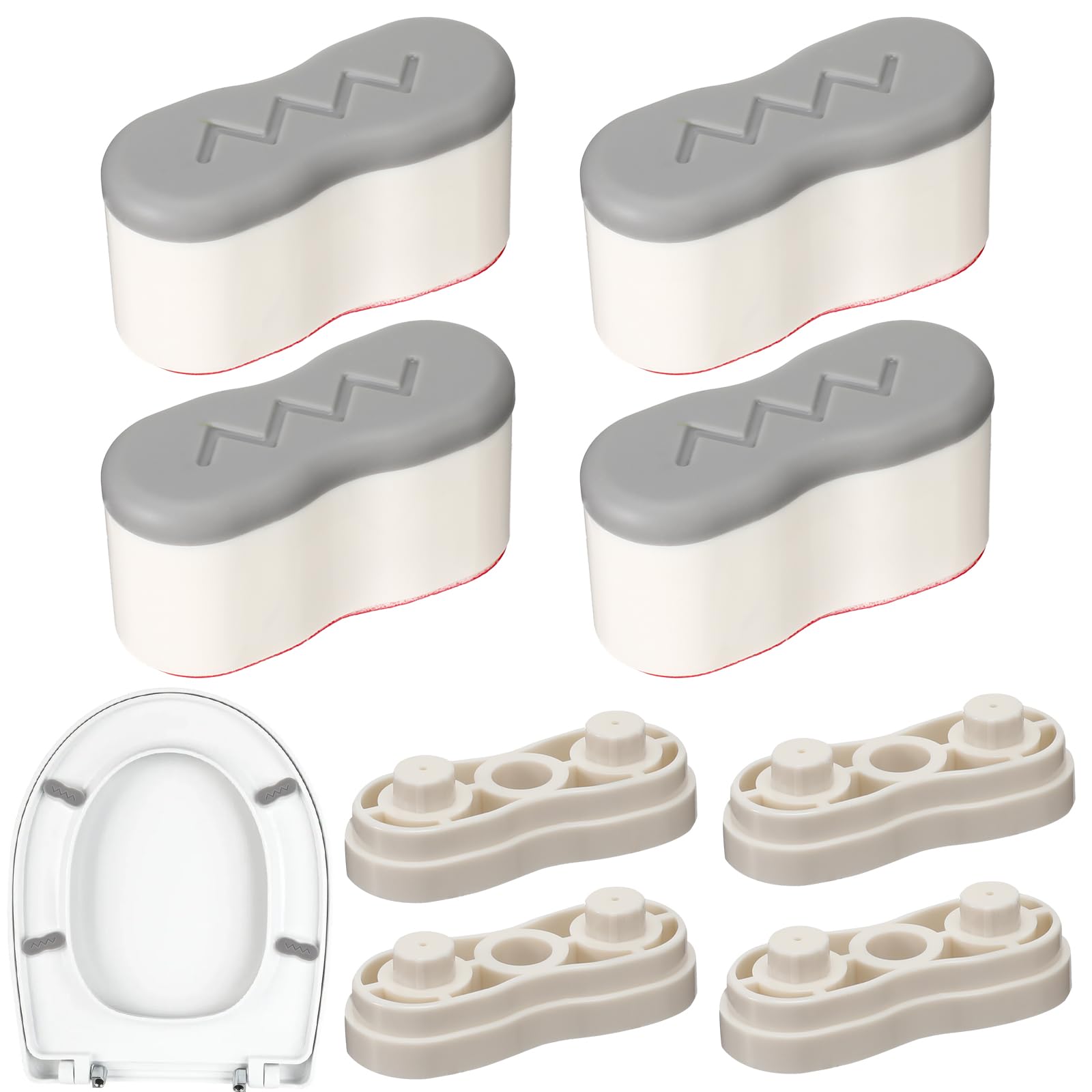 JJUNW 8 Pcs Toilet Seat Bumpers, Self Adhesive Bidet Toilet Seat Riser ...