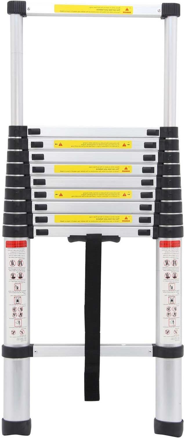 UTTAM Stainless Steel Telescopic Ladder: Extendable, Portable, Sturdy ...