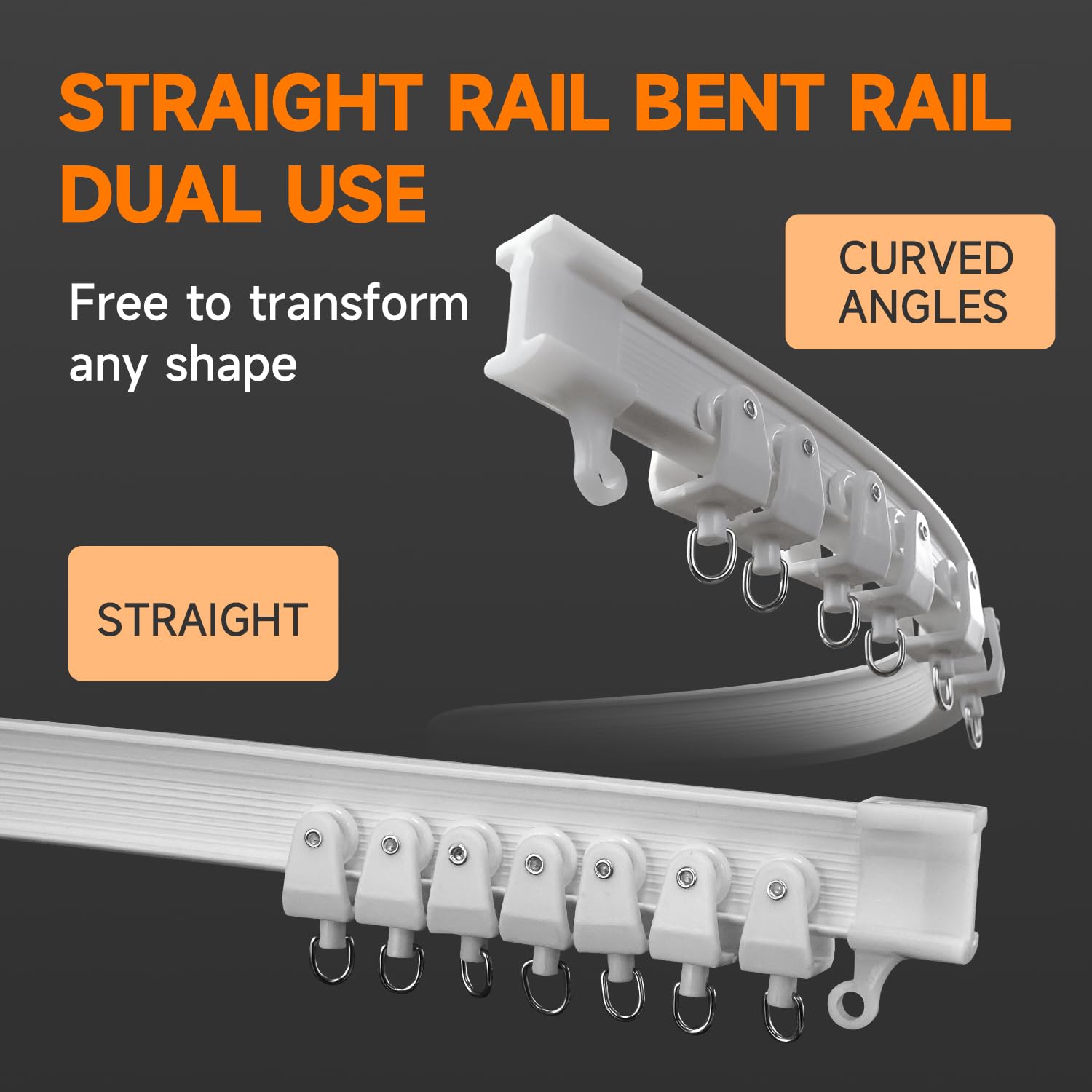 Snapklik.com : 9.8FT Flexible Bendable Ceiling Curtain Track,Curved ...