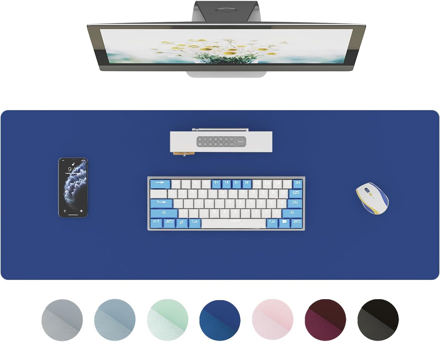 Nordik Leather Desk Mat Cable Organiser (Midnight Blue 89 X 43 cm ...