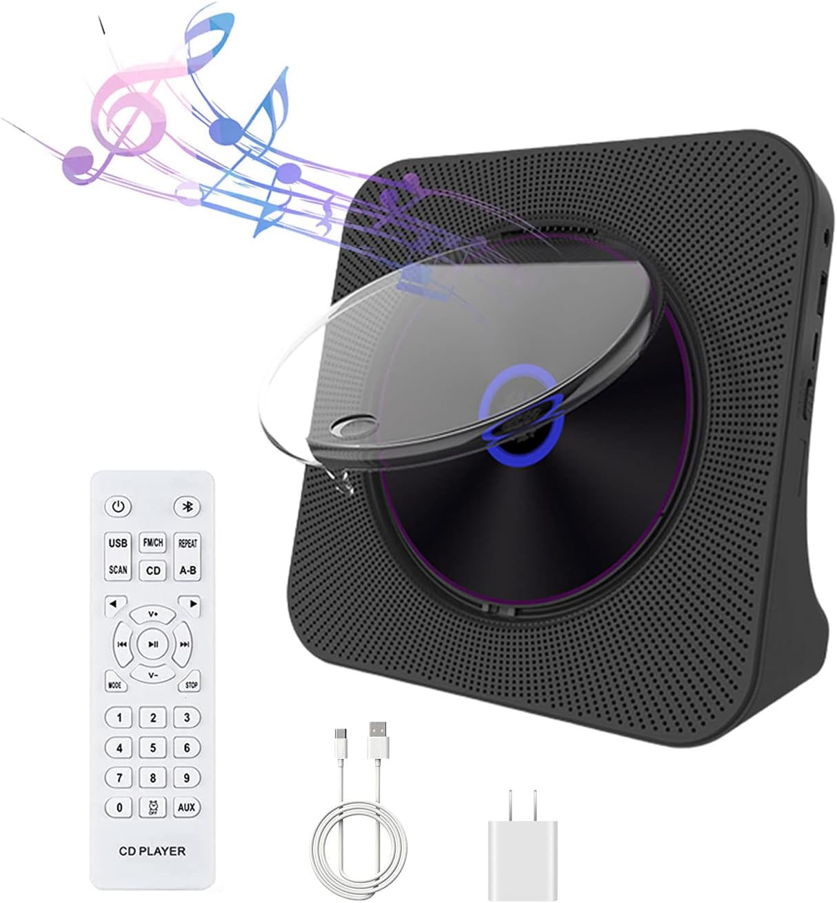 Portable CD Player for Home with Speakers - Bluetooth Desktop CD Player ...