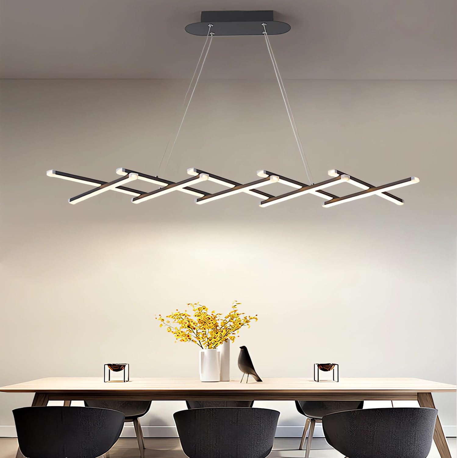 Retractable Pendant Light Classic Hanging Lamp Black 5 Light