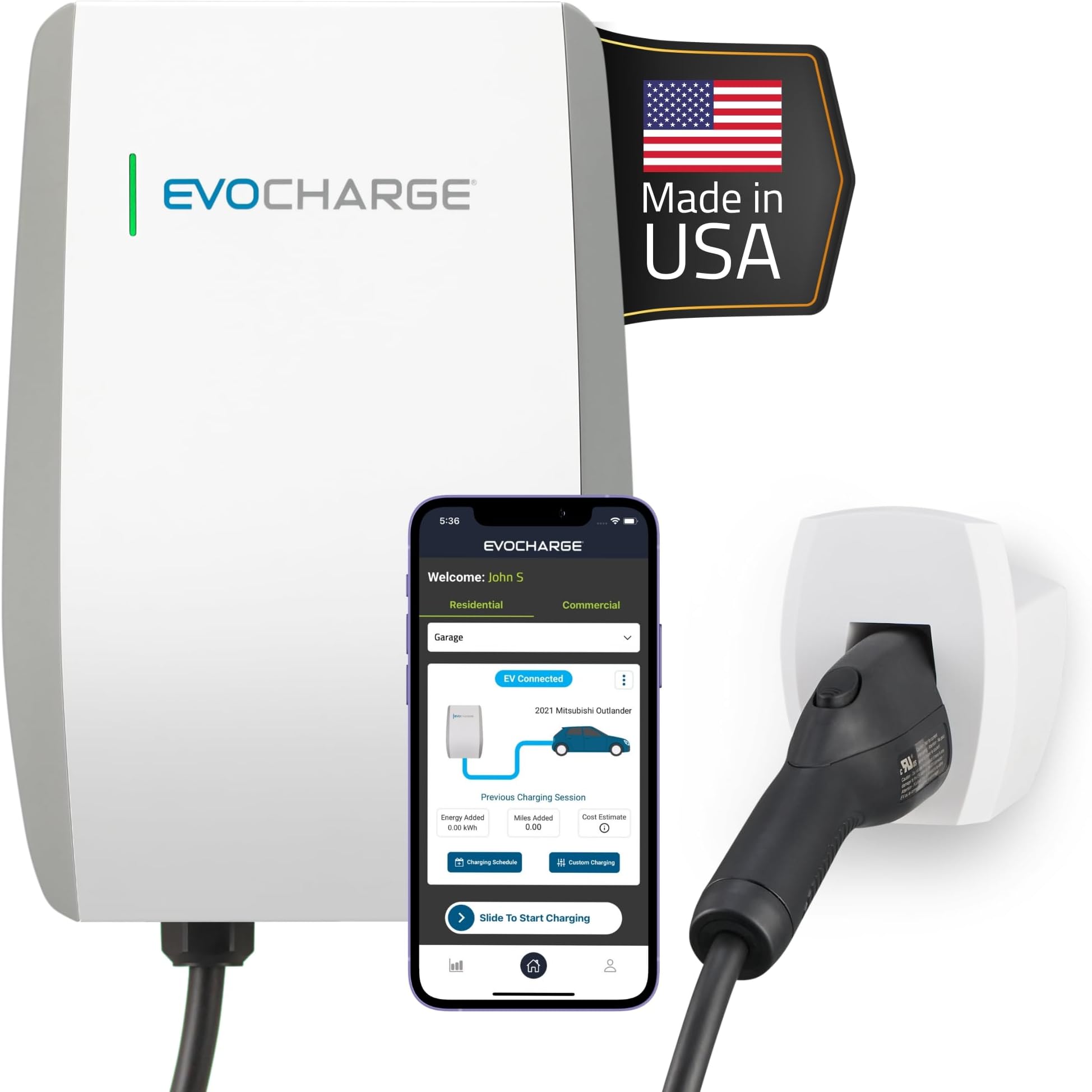 Amazon.com: EvoCharge Home 50 Level 2 EV Charger J1772, 240V Hardwired ...