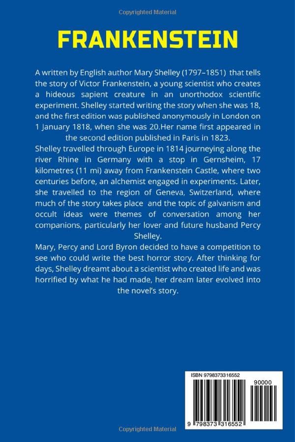 Snapklik.com : Frankenstein: The Original 1818 Text Edition