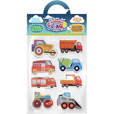 Amazon.com: Trucks Cars and Construction Vehicles Thick Gel Clings ...