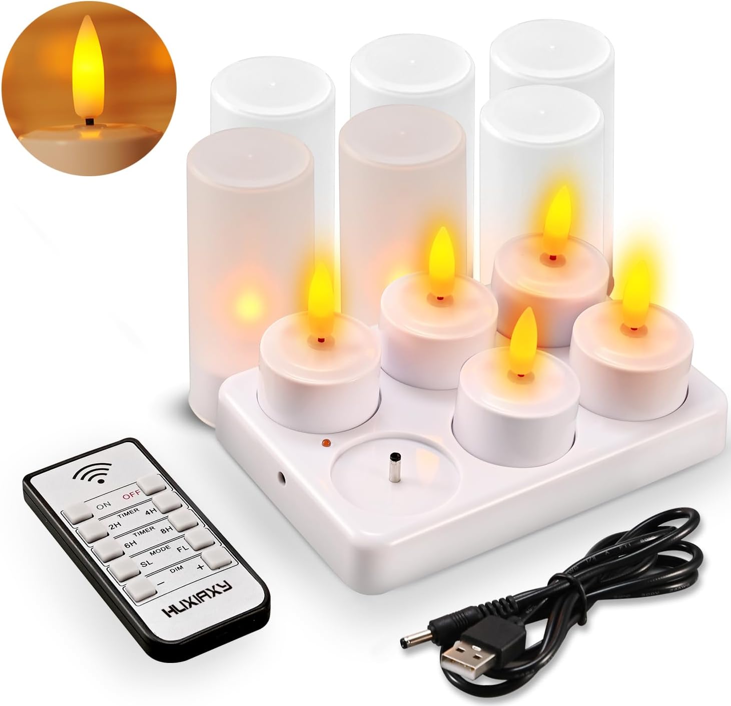 Amazon.com: HLIXIAXY Rechargeable tealights Candles with Remote and Timer,Flickering Flameless ...