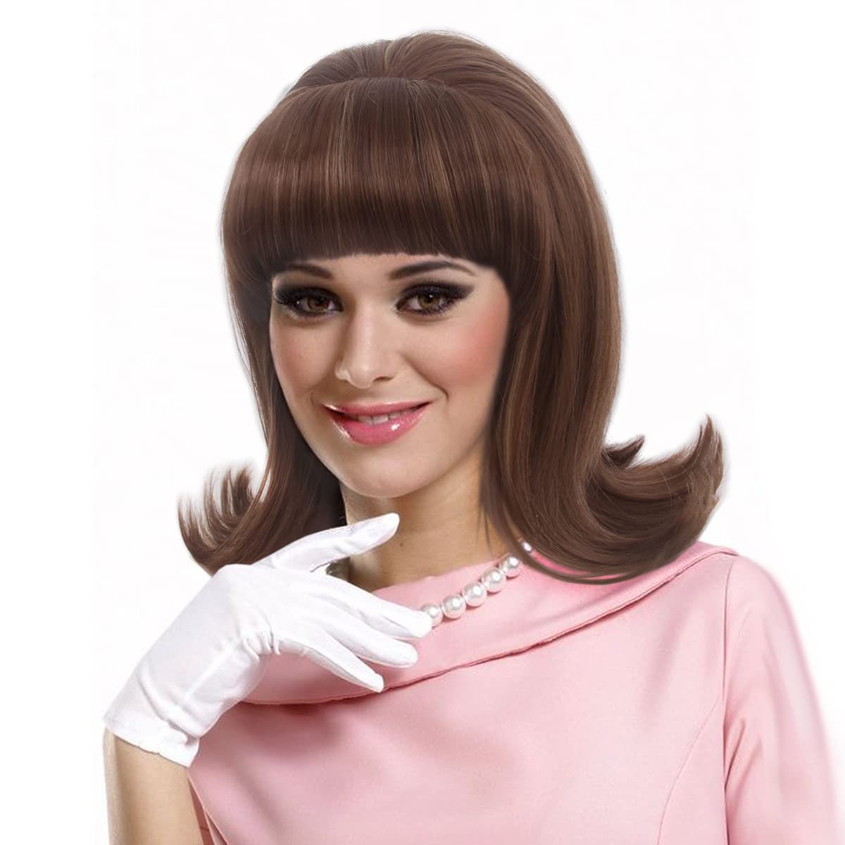 H&Bwig Brown 60s Retro Beehive Wigs for Women 70s Classic Style Cosplay ...