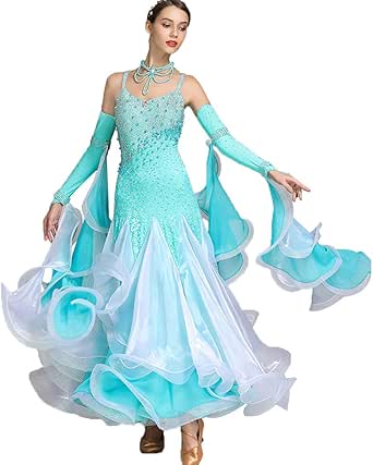 Amazon.com: Sparkly Professional Ballroom Tango Dance Dress Straps Waltz Competition Dancewear ...