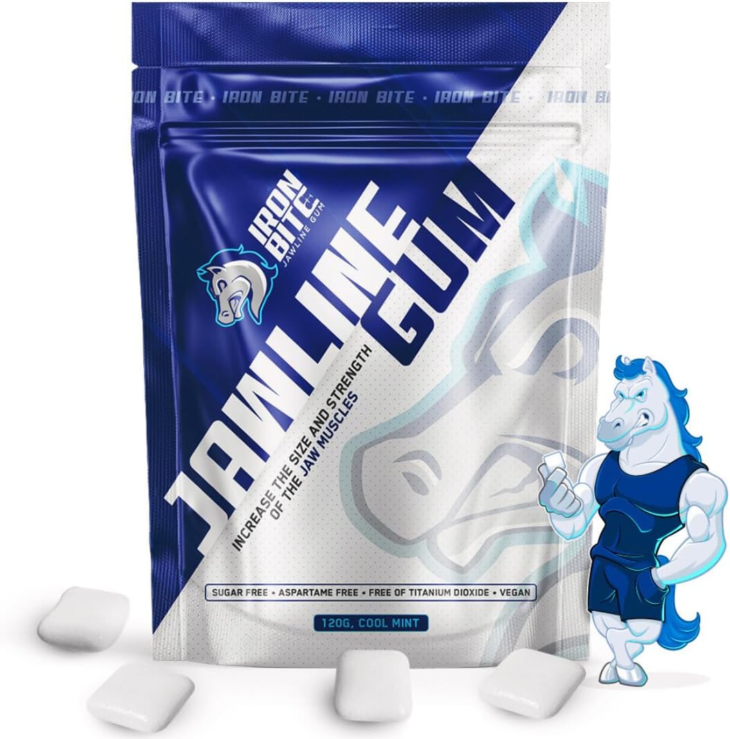 Amazon.com : JAWLINER Hard chewing Gum, Jawline gum - Sugar Free Mint Gum - Jaw Exerciser ...