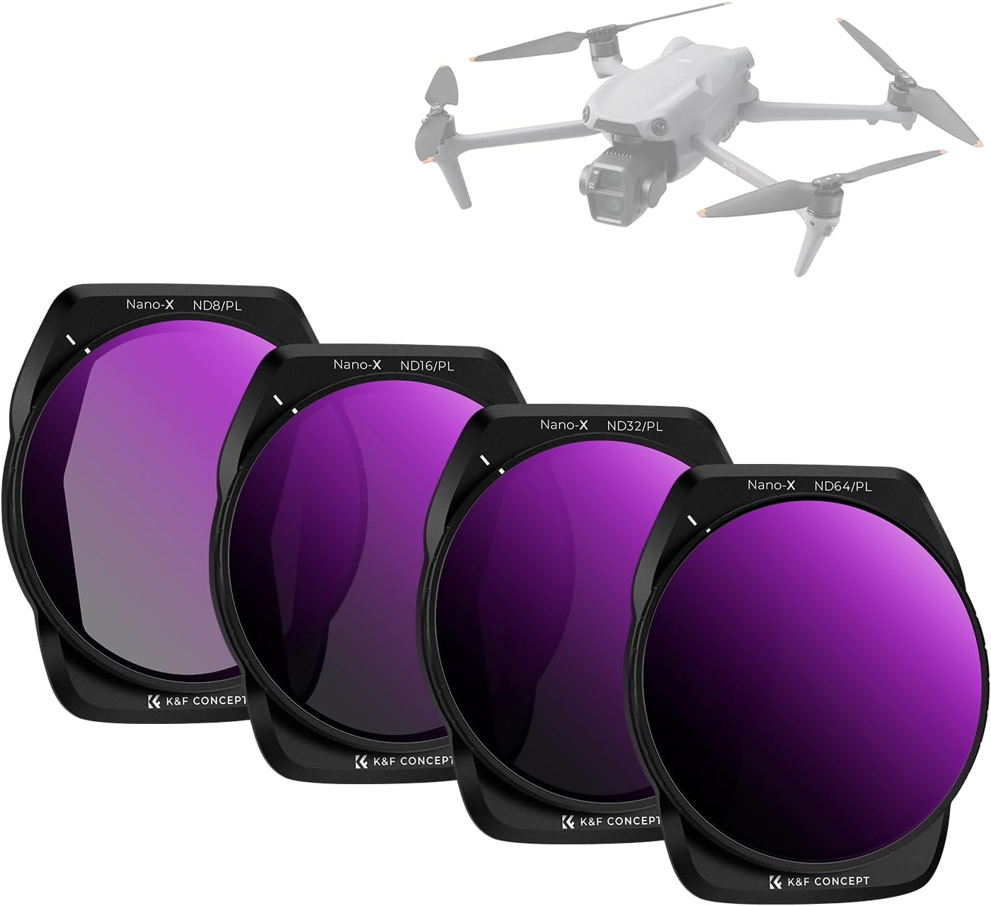 Amazon.com : K&F Concept ND PL Filter Set for DJI Air 3S, 4Pack ND8/PL ...
