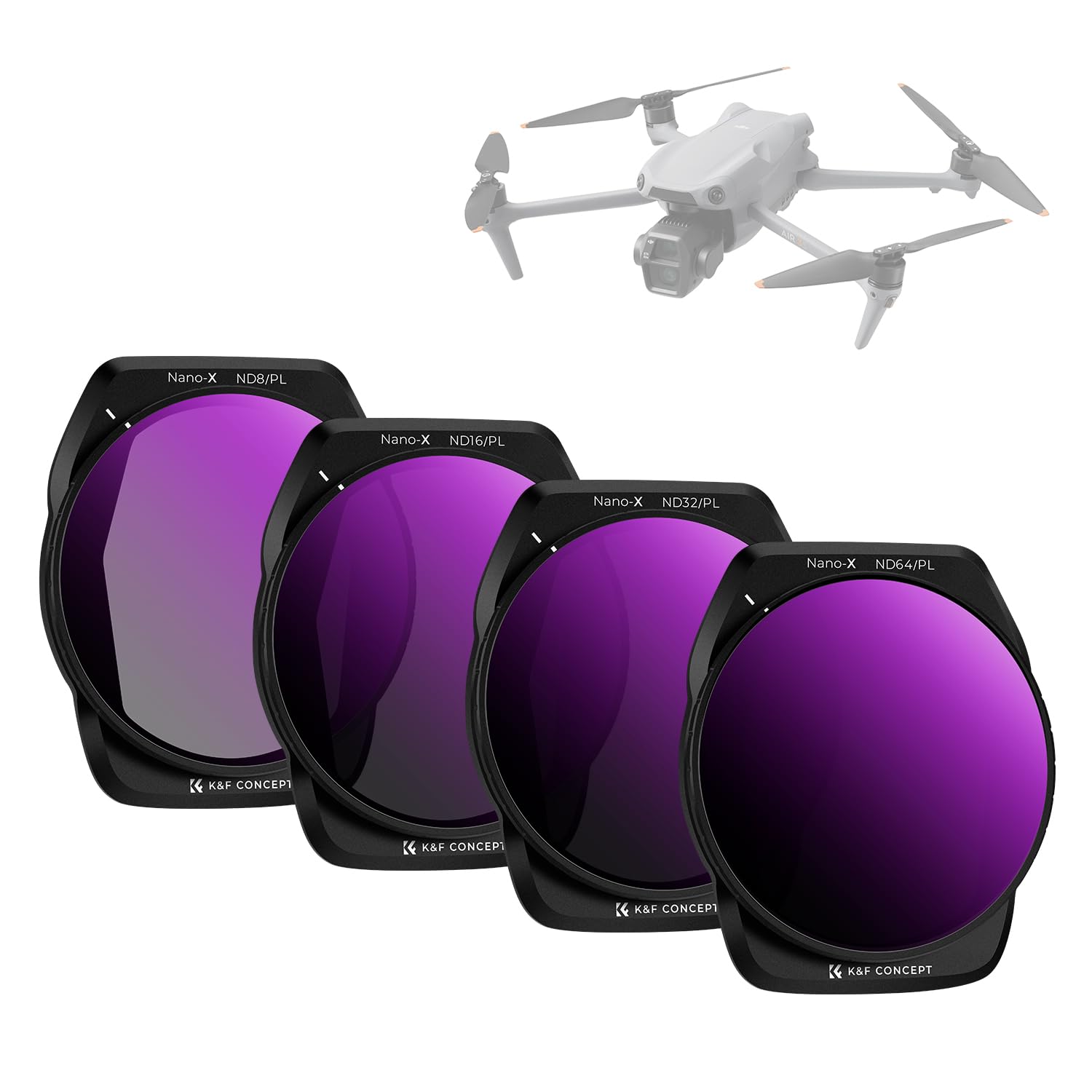 Amazon.com : K&F Concept ND PL Filter Set for DJI Air 3S, 4Pack ND8/PL ...