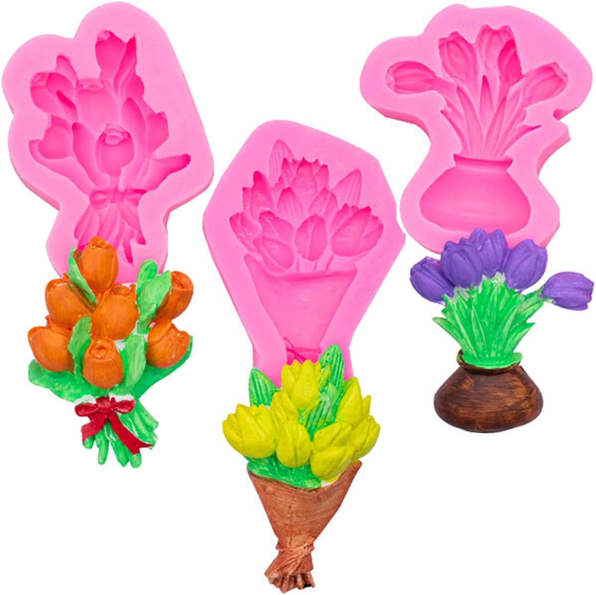 Amazon.com: 3 PCS Tulip Silicone Molds 3D Handmade Soap Mould Tulip ...