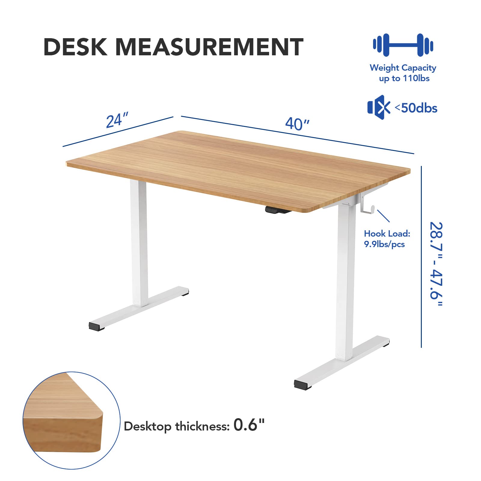Snapklik.com : FLEXISPOT Adjustable Height Desk 40 X 24 Inches Whole ...