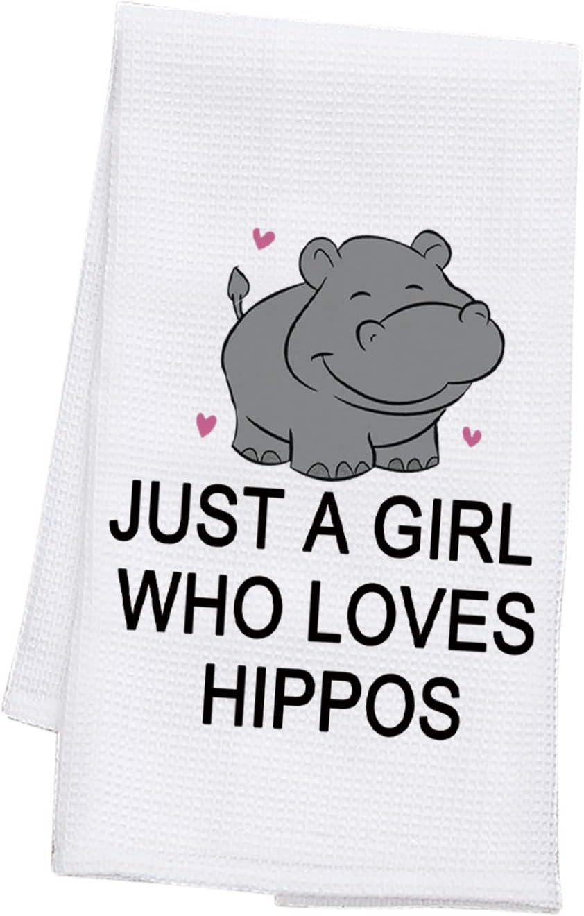 PLITI Hippo Kitchen Towel Hippopotamus Gift Hippo Lover Gift Just A ...