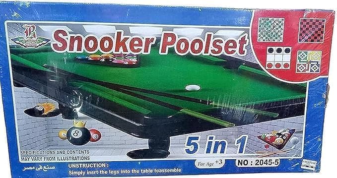 5 in 1 - Snooker Pool Set - Plastic Billiard Table Game with Snakes ...