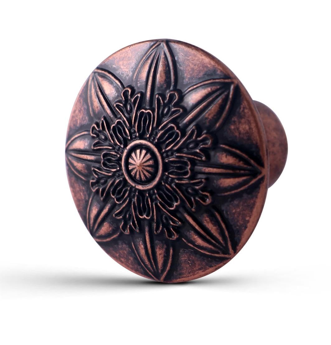 16 Pack Kitchen Cabinet Knobs Antique Copper,1-2/5" Round Knobs for Cabinets and Drawers Rustic ...