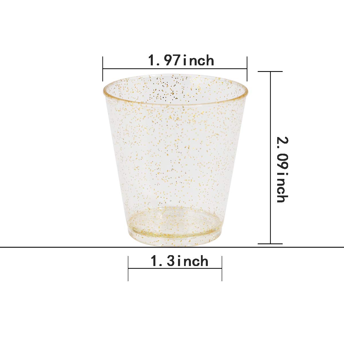 Snapklik.com : 200 PACK Plastic Gold Glitter Shot Cups, 2OZ Disposable ...