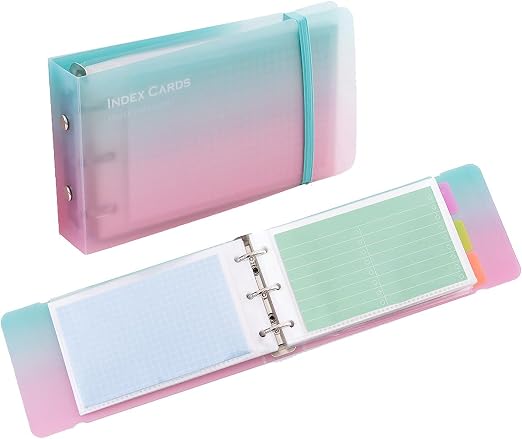 MANWU 3×5” Index Card Binder Organizer with Plastic Pocket Sleeves ...