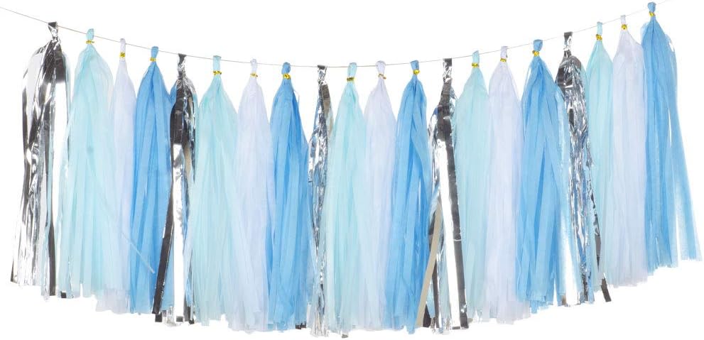 Amazon.com: Blue and Silver Tassel Garland,Blue Silver Paper Tassel ...