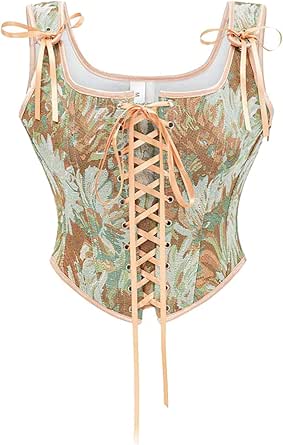Amazon.com: Medieval Renaissance Underbust Lace Up Flower Corset ...