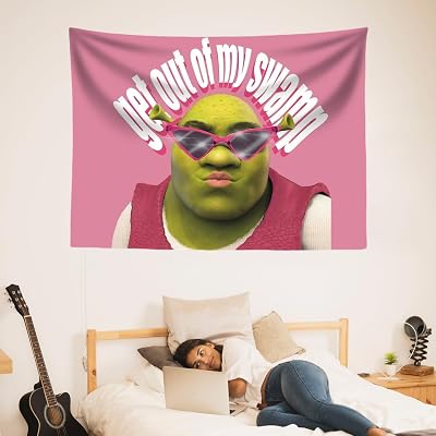Nqasefi 29x37in Shrek Pink Get Out Of My Swamp Tapestry Boutique Decor ...