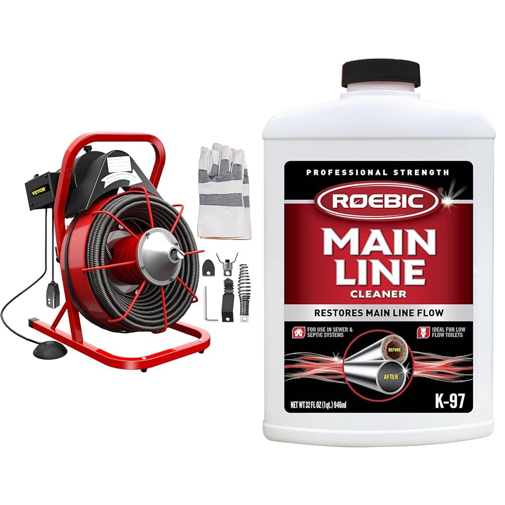 VEVOR Drain Cleaner Machine 75Ft x 1/2Inch, 370W Drain Cleaning Machine ...
