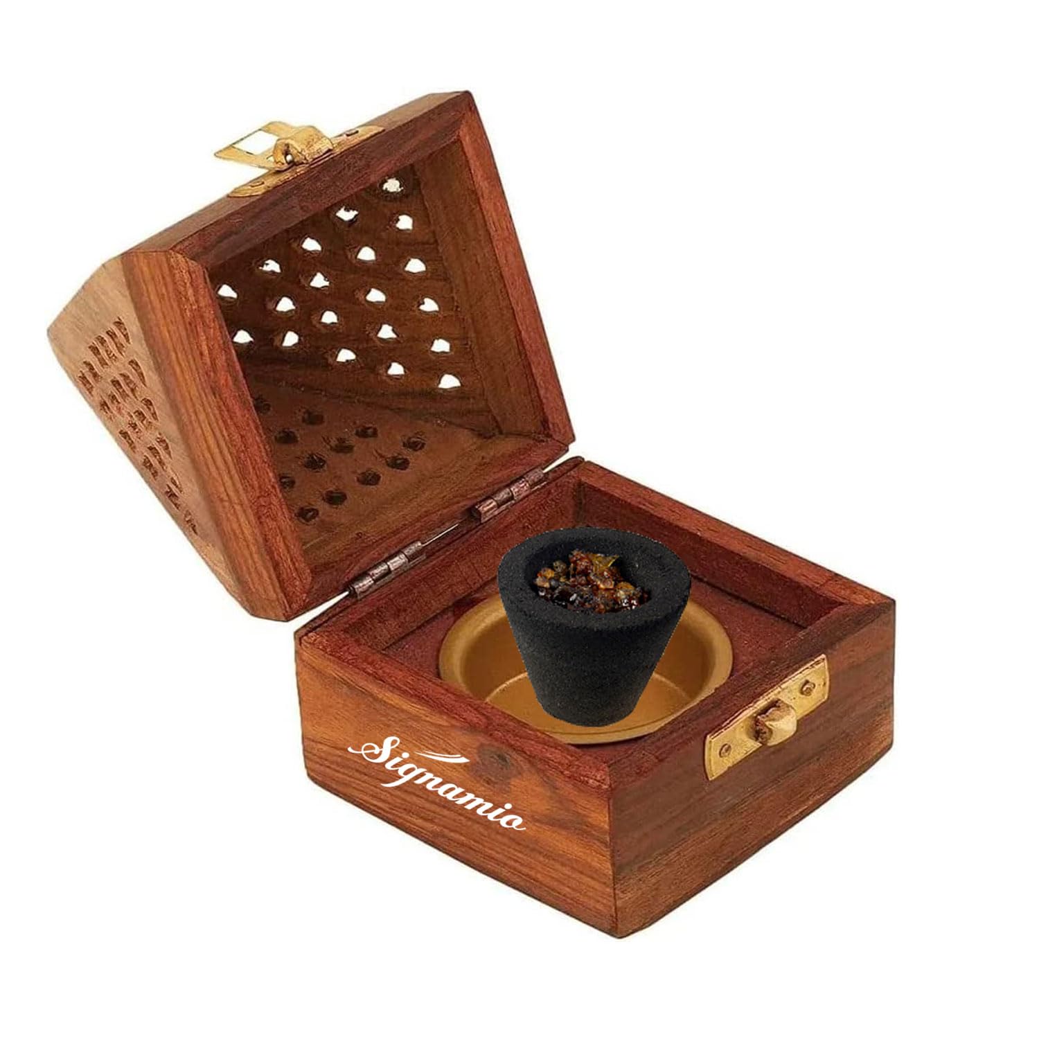 SIGNAMIO® Wooden Sambrani Dhoop Dhup Cup Cone Batti Stand Incense ...
