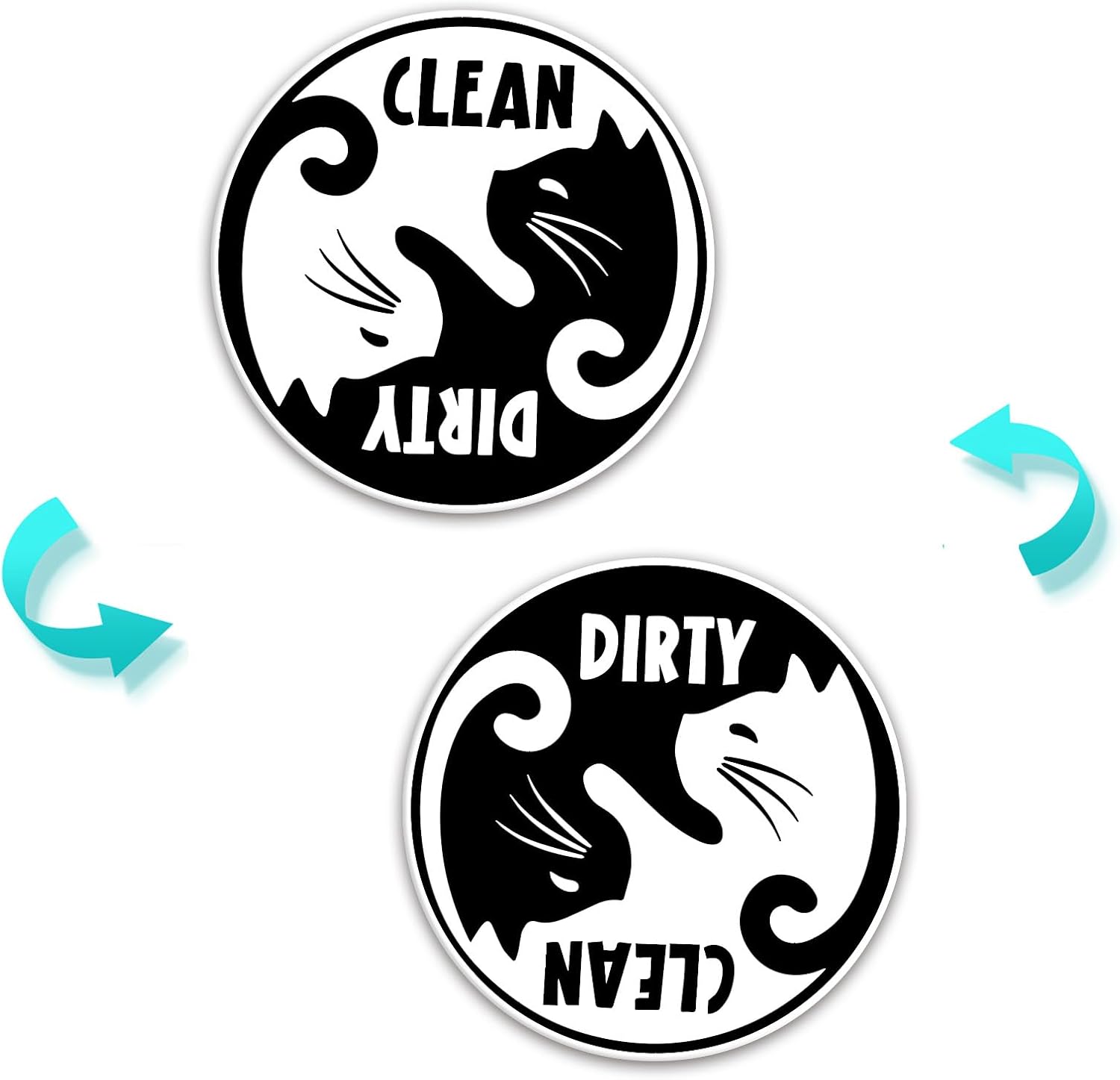 Amazon.com: Funny Cute Dishwasher Magnet Clean Dirty Sign Cartoon Black ...