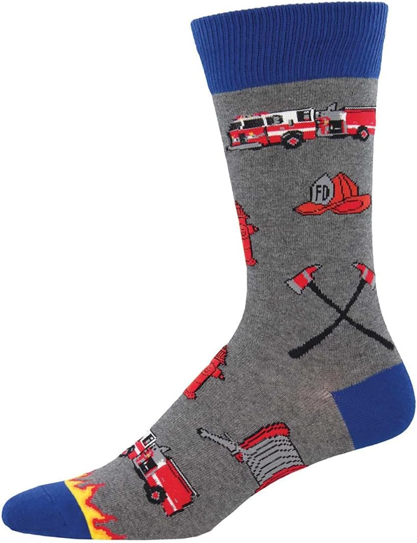 Amazon.com: Socksmith Mens' Novelty Crew Socks"Firefighter" - Heather ...