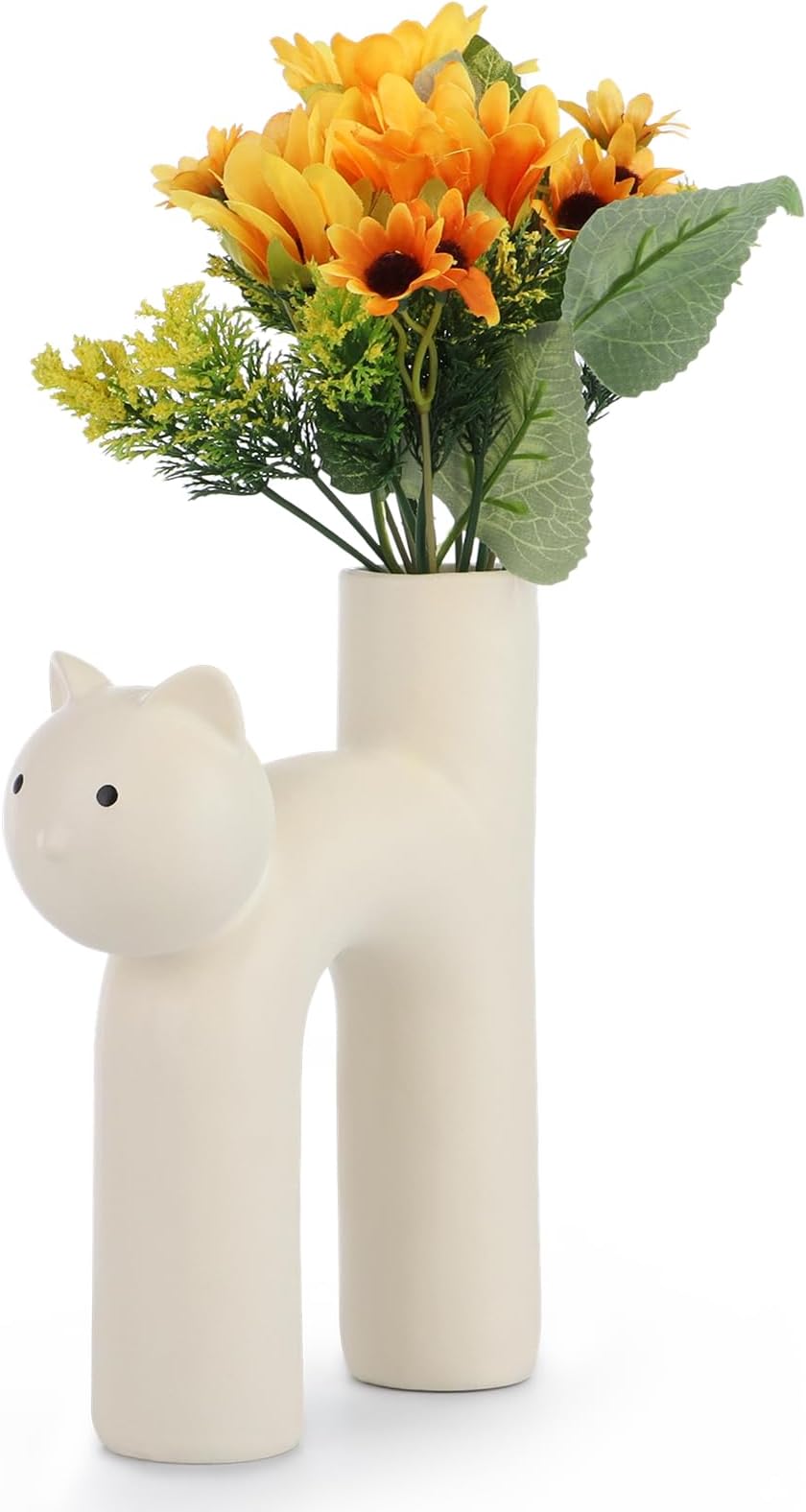 Amazon.com: Cat Vase for Flowers, Cute Cat Shaped Ceramic Vase, Unique ...