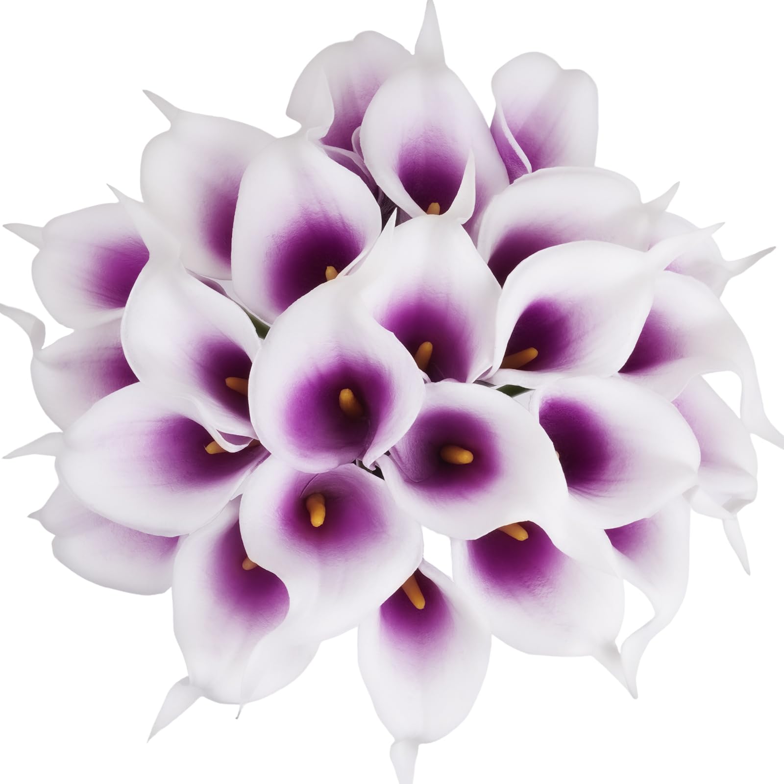Amazon.com: FANCYEASY White Purple Calla Lily Artificial Flowers 24 Pcs ...