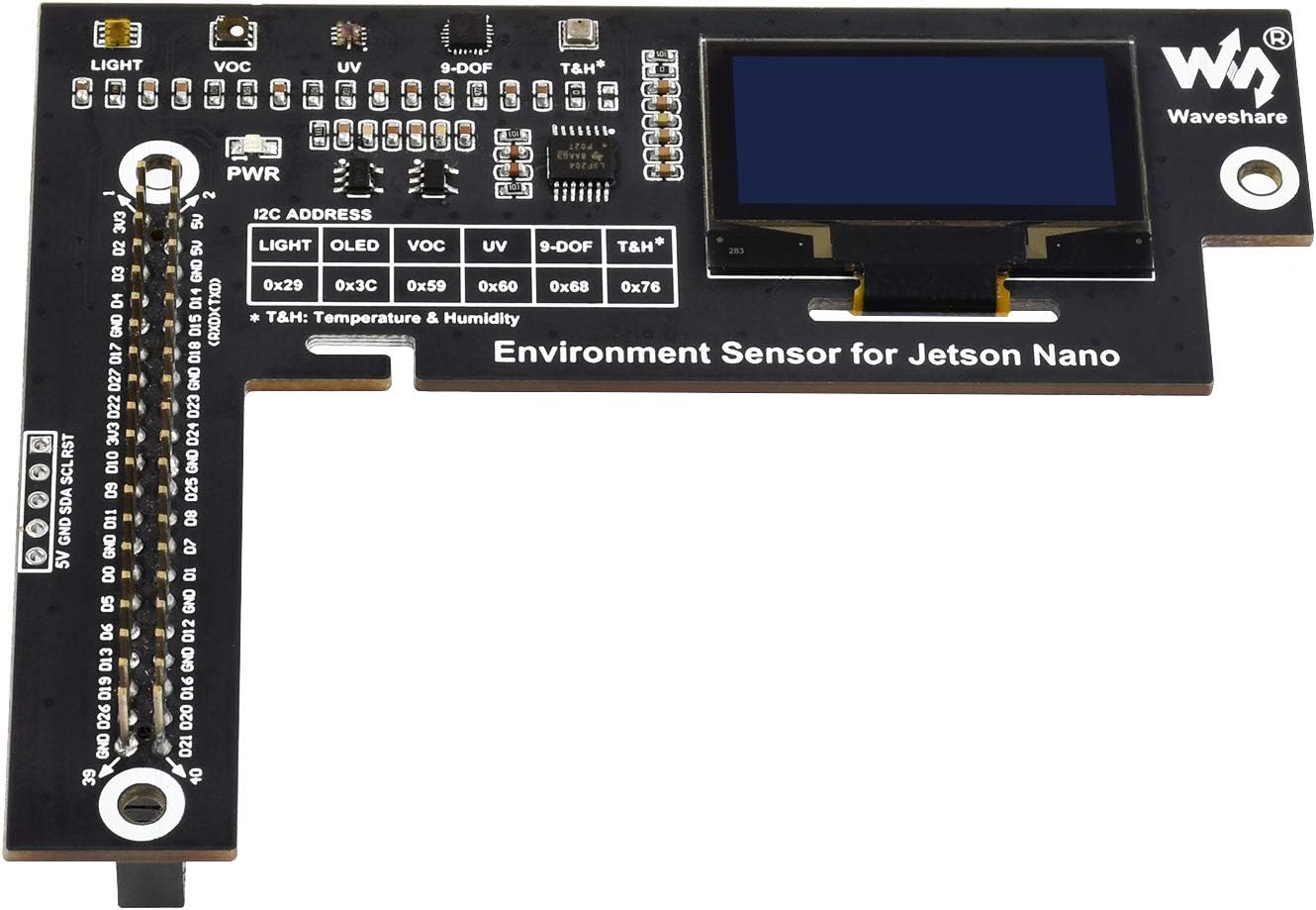 Amazon.com: Waveshare Environment Sensors Module Designed for Jetson Nano I2C Bus with 1.3inch ...