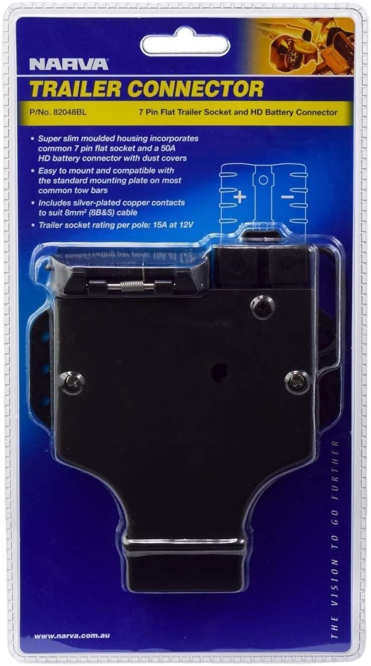 Narva 7 Pin Trailer Plug and Socket with 50A Anderson Socket and Plug ...