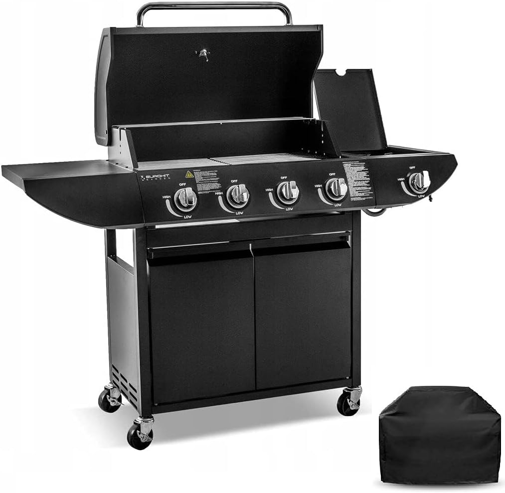 CosmoGrill 4+1 Series Gas BBQ with Side Barbecue Burner and Storage (4 ...