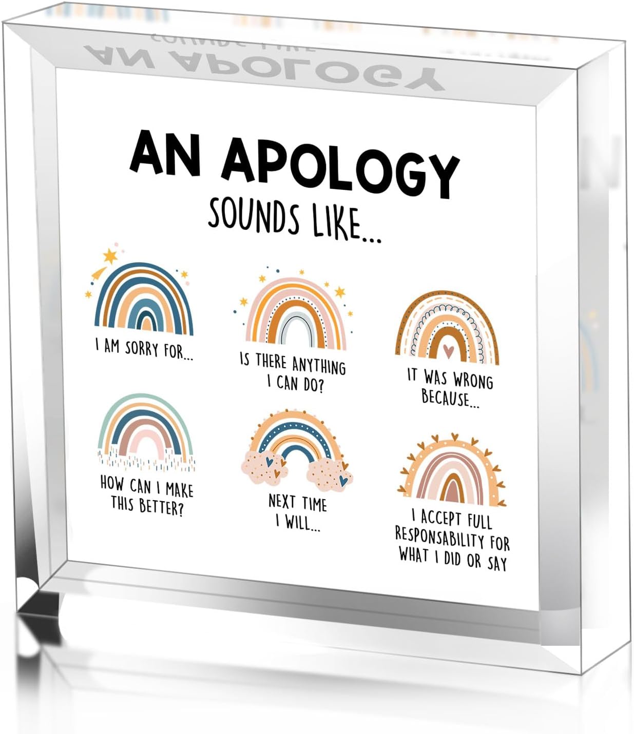 Amazon.com: An Apology Sounds Like Acrylic Decor Sign, Colorful Rainbow ...