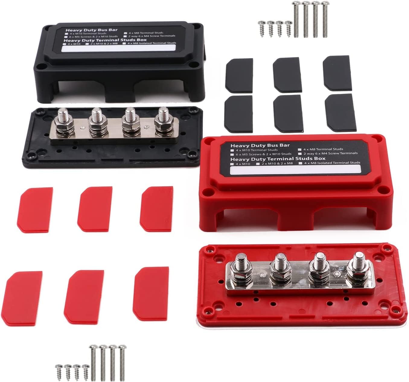 Amazon.com: Gloaso 300 Amp Bus Bar Box 4X 5/16" Studs Battery Distribution Connecting Block 12V ...