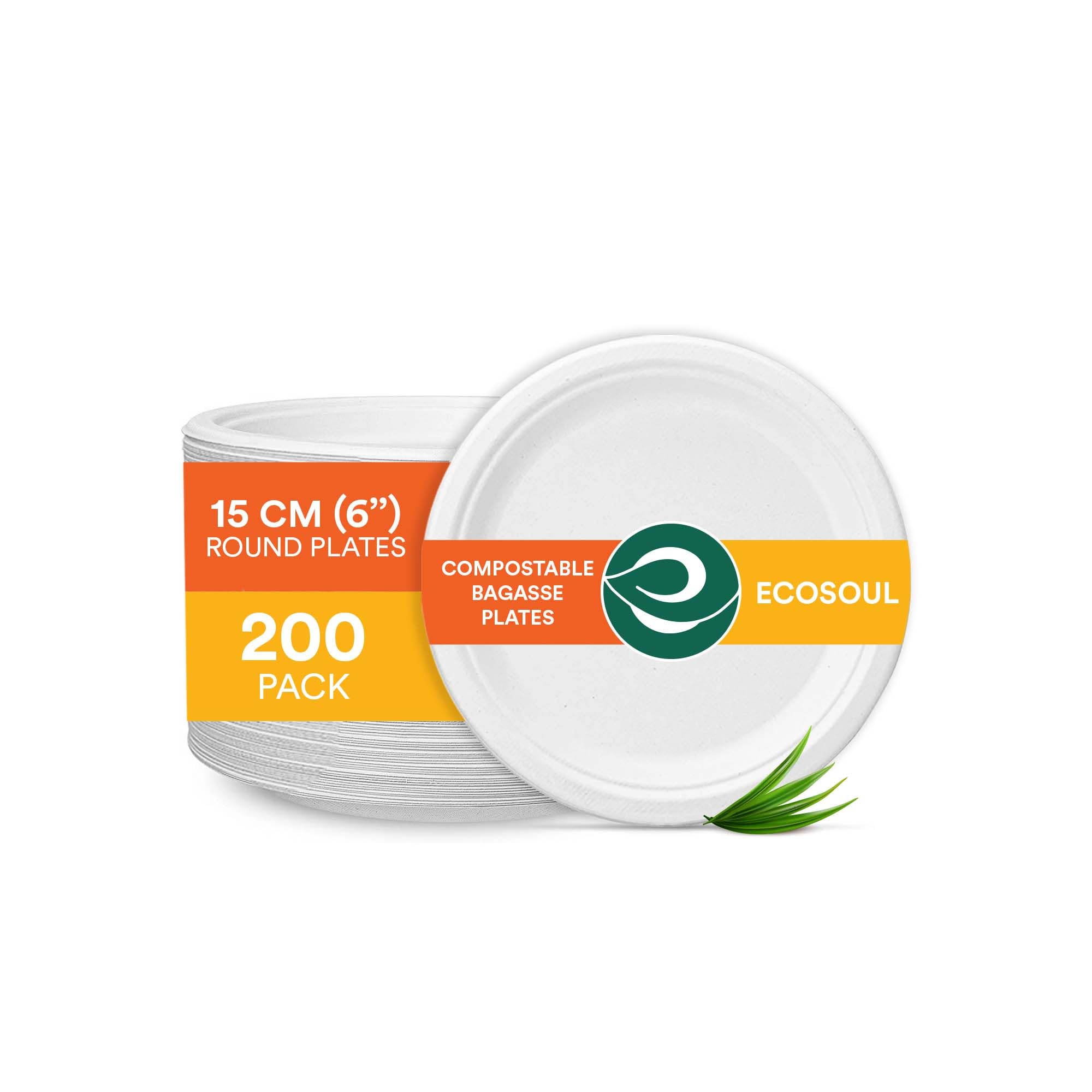 ECO SOUL Compostable Small White Paper Plates (15Cm) 6 Inch [200-Pack ...