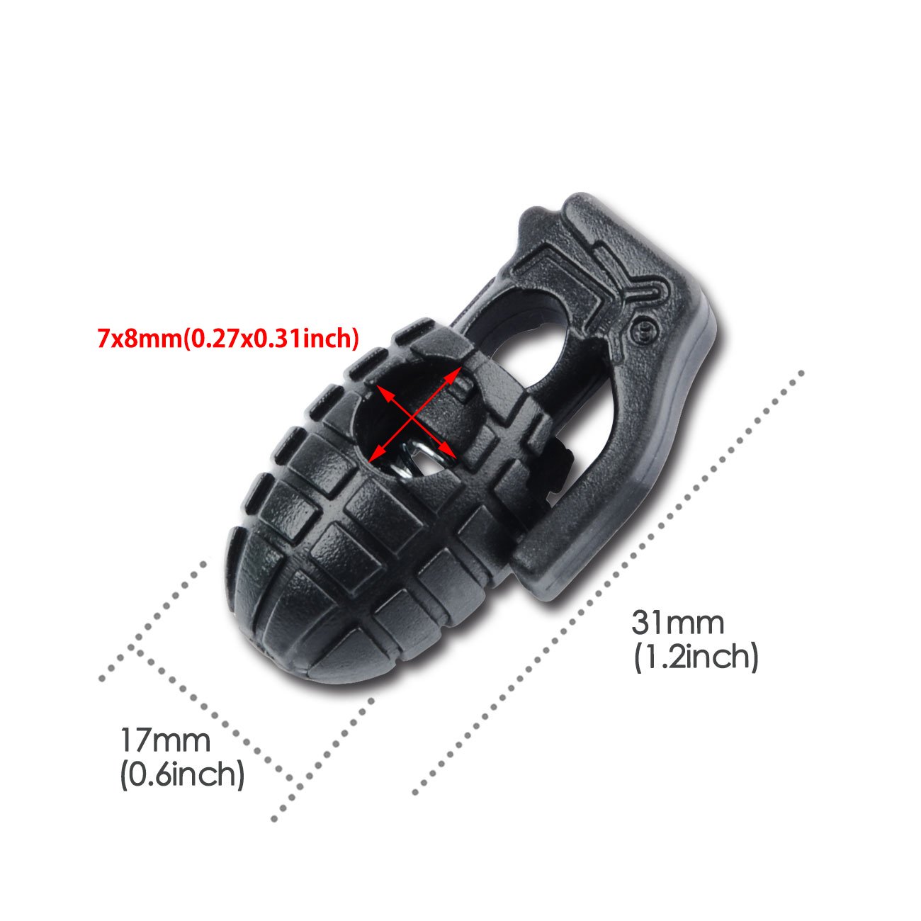 Snapklik.com : DYZD Plastic Grenade Cord Lock Stopper Spring Toggle ...