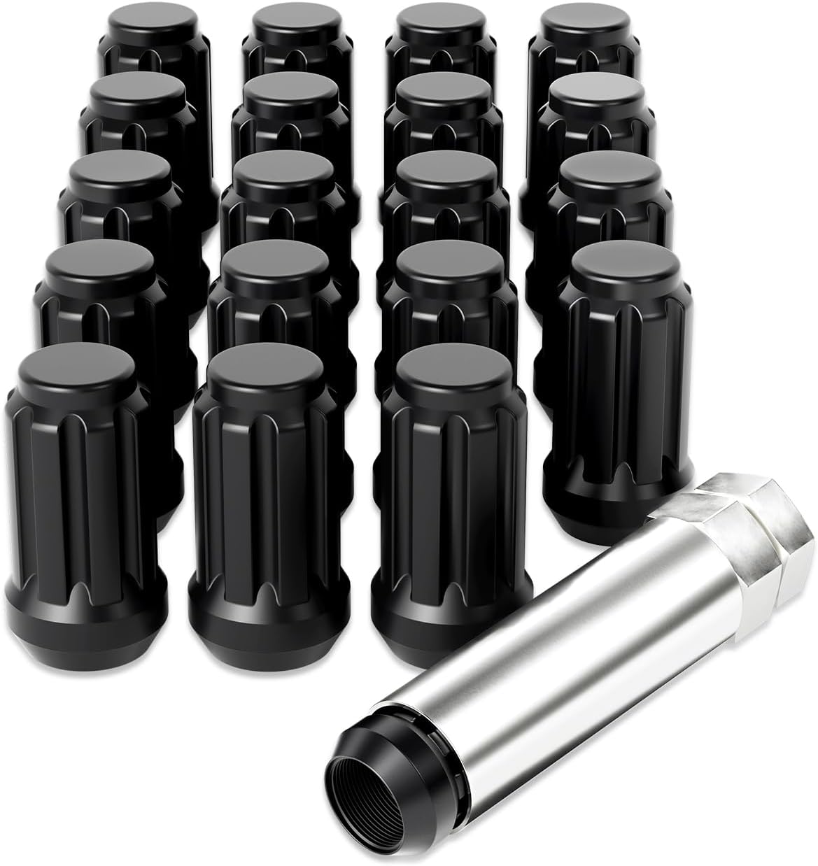 Amazon.com: M12x1.5 Lug Nuts M12-1.50 Lug Nuts Black Spline Lug Nuts 12x1.5 1.38" Long Set of 20 ...