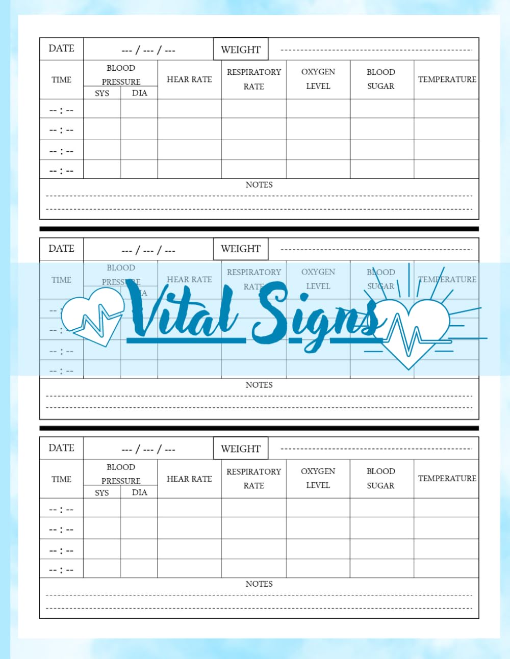 Vital Signs Logbook: Perfect Health Monitoring Record: Uc, Mansar ...