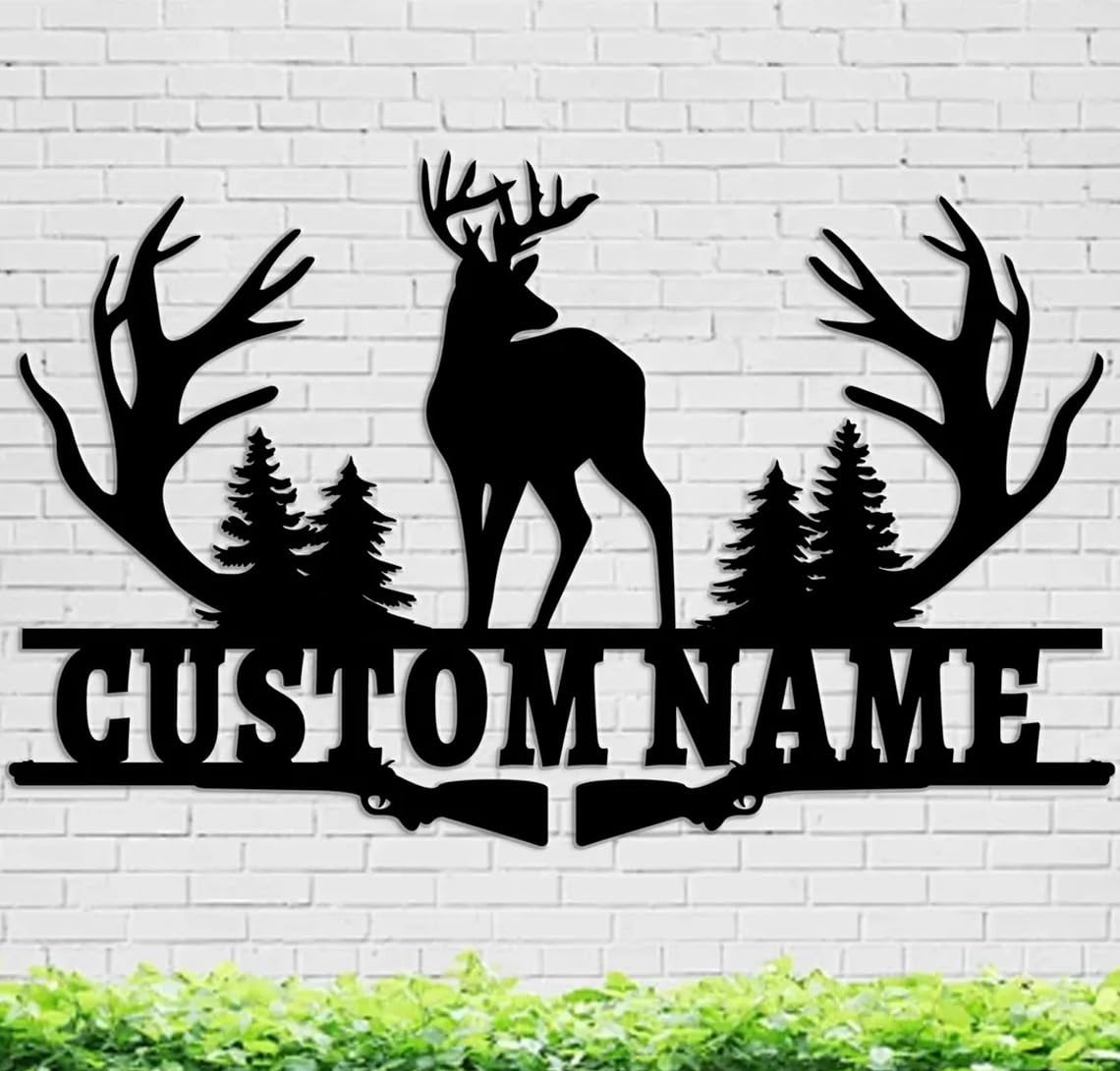 Amazon.com: Custom Deer Hunting Metal Sign | Custom Buck Antler Split ...