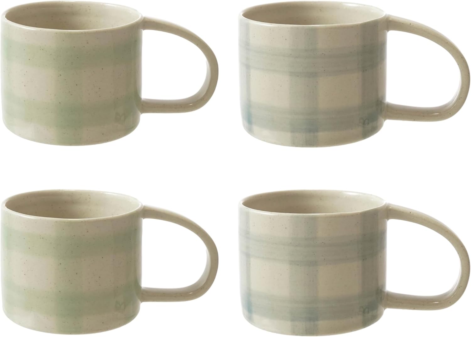Amazon.com: Creative Co-Op Stoneware Grid Pattern Mug Set, Cream and ...