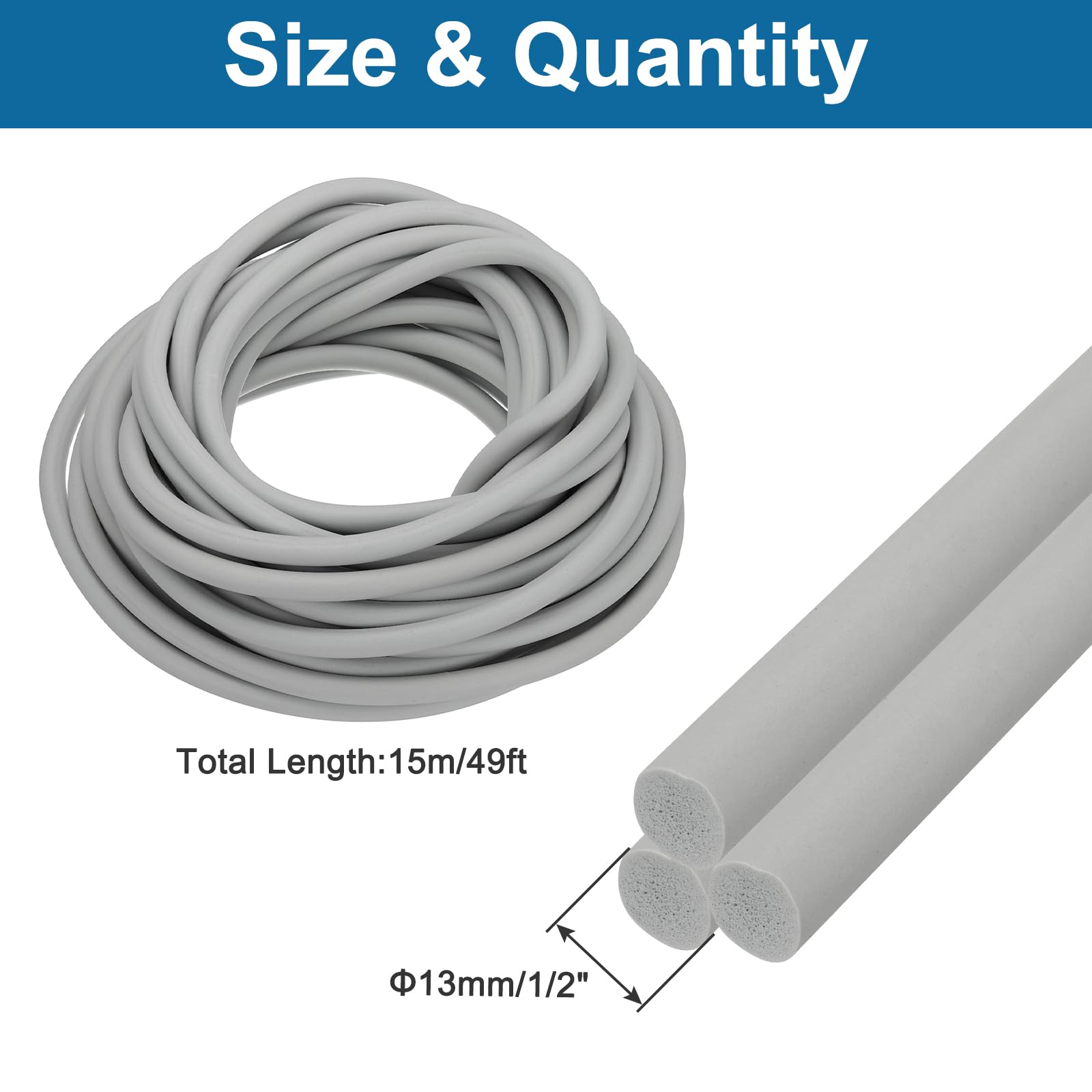 PATIKIL 49Ft Backer Rod 1/2 Inch EPDM Rubber Caulk Saver Concrete ...