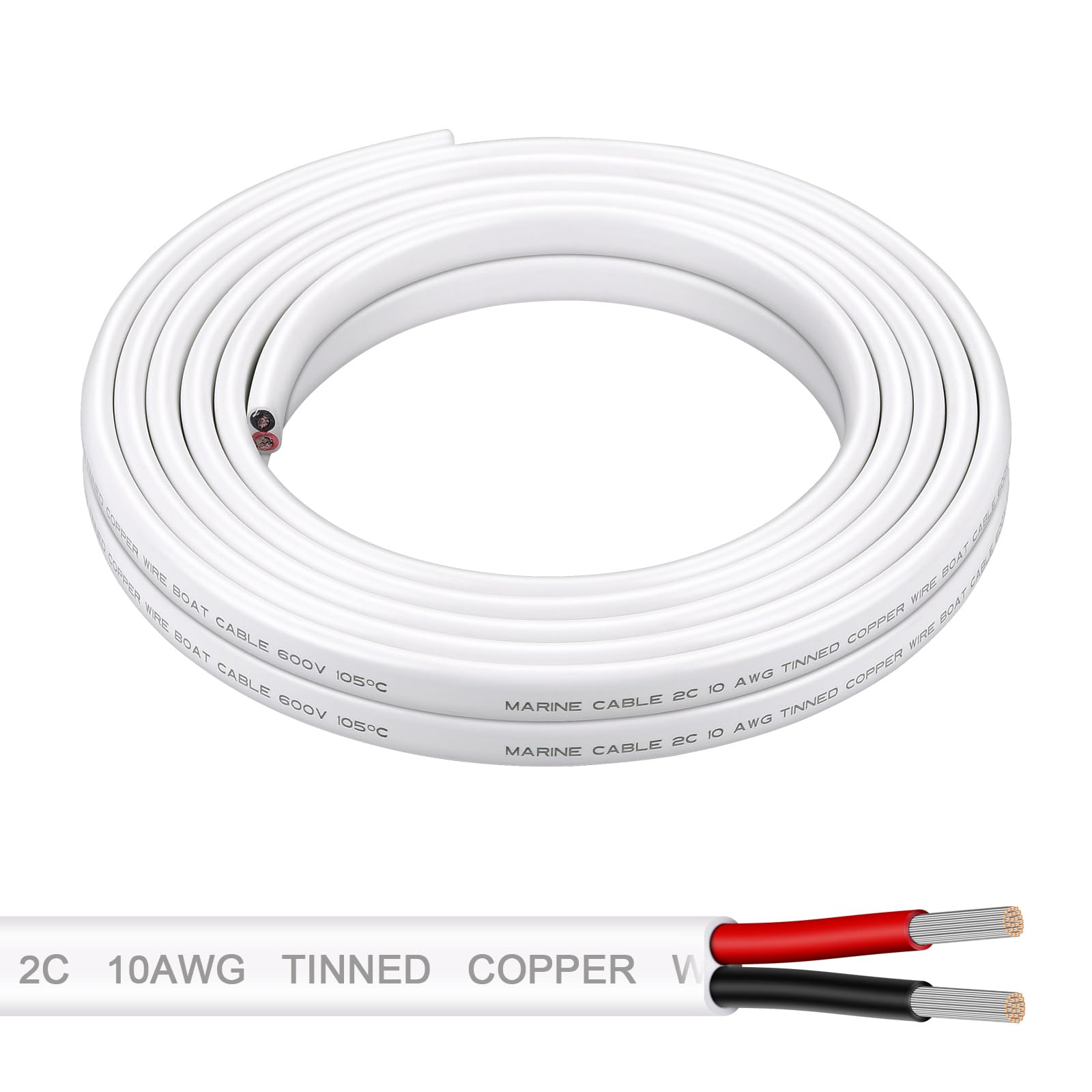 Snapklik.com : Shirbly 10 Gauge Duplex Marine Grade Wire - 20FT 10 AWG ...