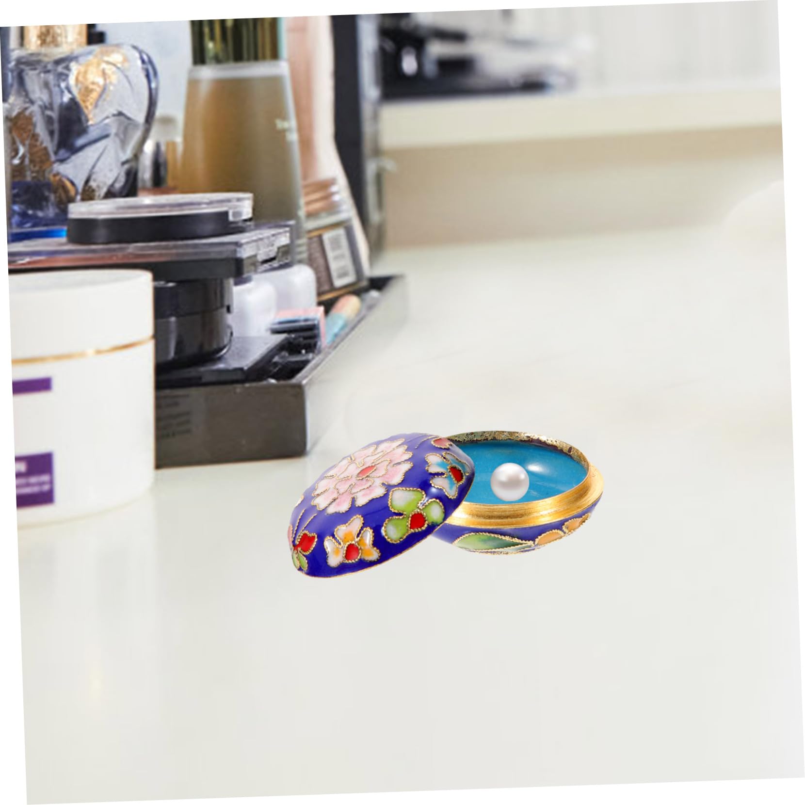 Small Cloisonne Boxes Chinese Small Round Cloisonne Ink Box With Gold