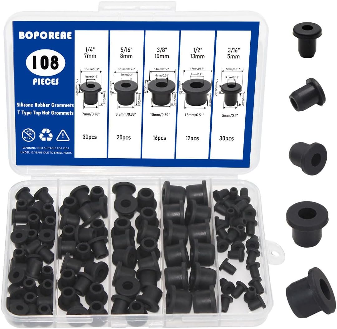 Amazon.com: BOPOREAE 108PCS Tophat Silicone Rubber Grommets for Wiring ...