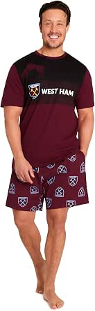 West Ham United F.C. Mens Short Pyjamas Set - Breathable Loungewear ...