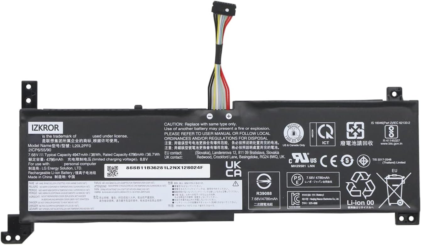 Amazon.com: IZKROR L20L2PF0 38Wh Battery Replacement for Lenovo IdeaPad ...