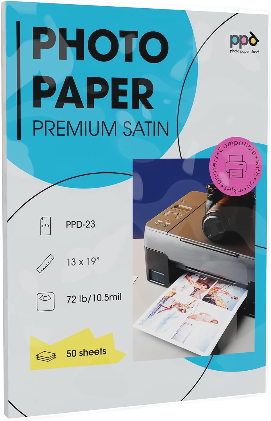 PPD Satin Photo Paper for Inkjet Printer, Premium Pearl Luster Finish ...