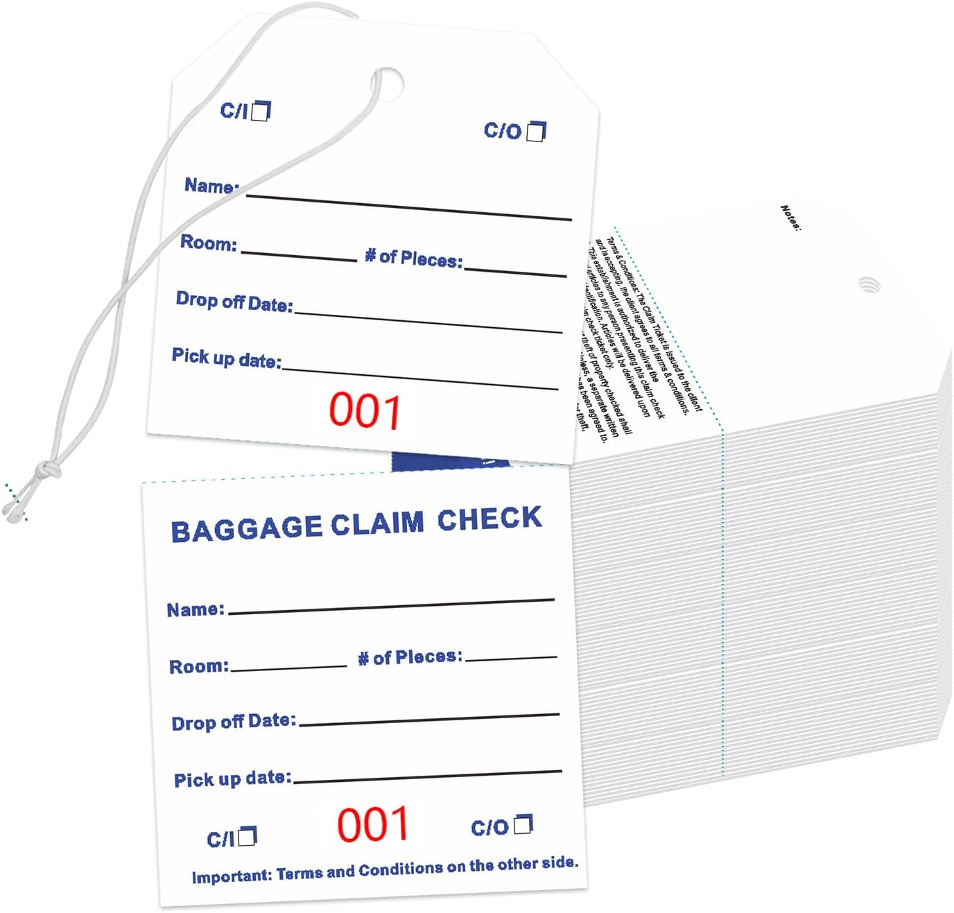Amazon.com: TQQBUU 1000 Baggage Claim Check Tags with Transfer Tape on ...
